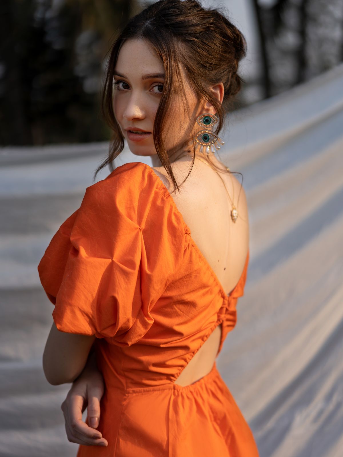 Sandra Solid Orange Dress – Zen's Couture